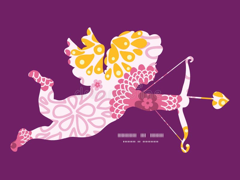 Vector Pink Field Flowers Shooting Cupid Stock Vector - Illustration of ...