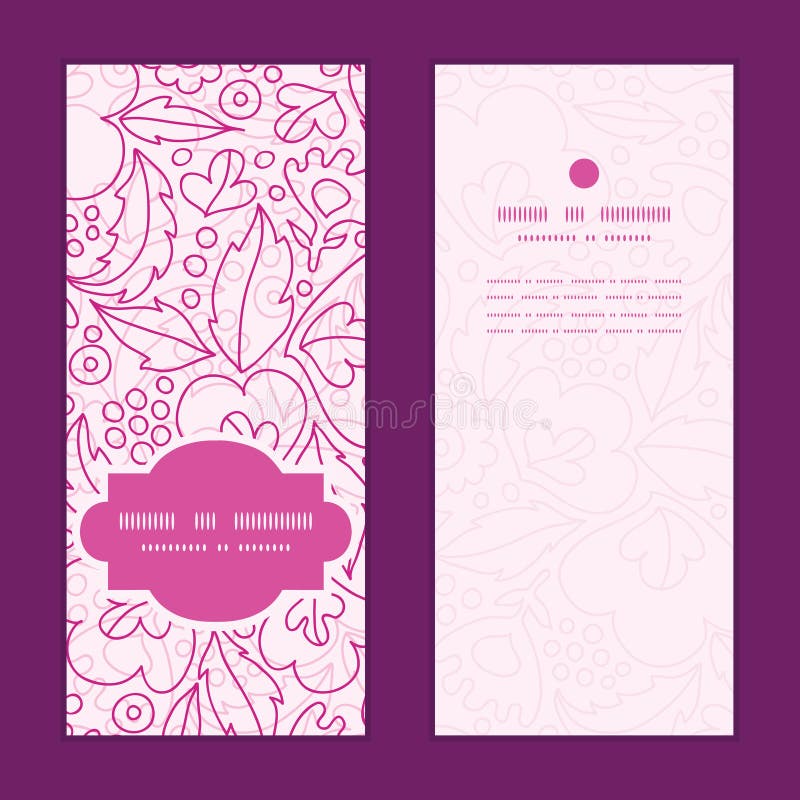 Vector Pink Flowers Lineart Vertical Frame Pattern Stock Vector ...