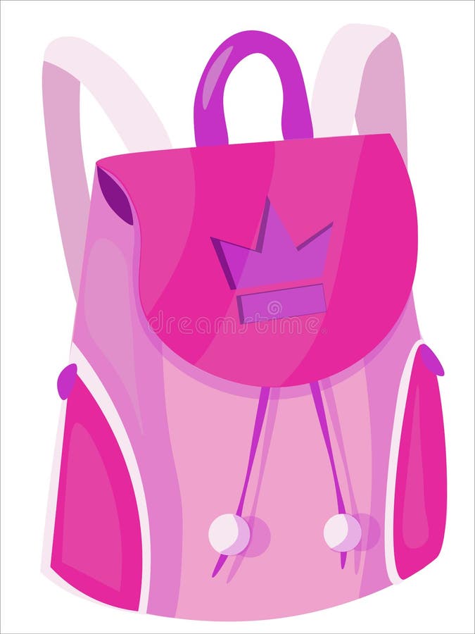 Vector Pink Girl Backpack with Straps Stock Illustration - Illustration ...