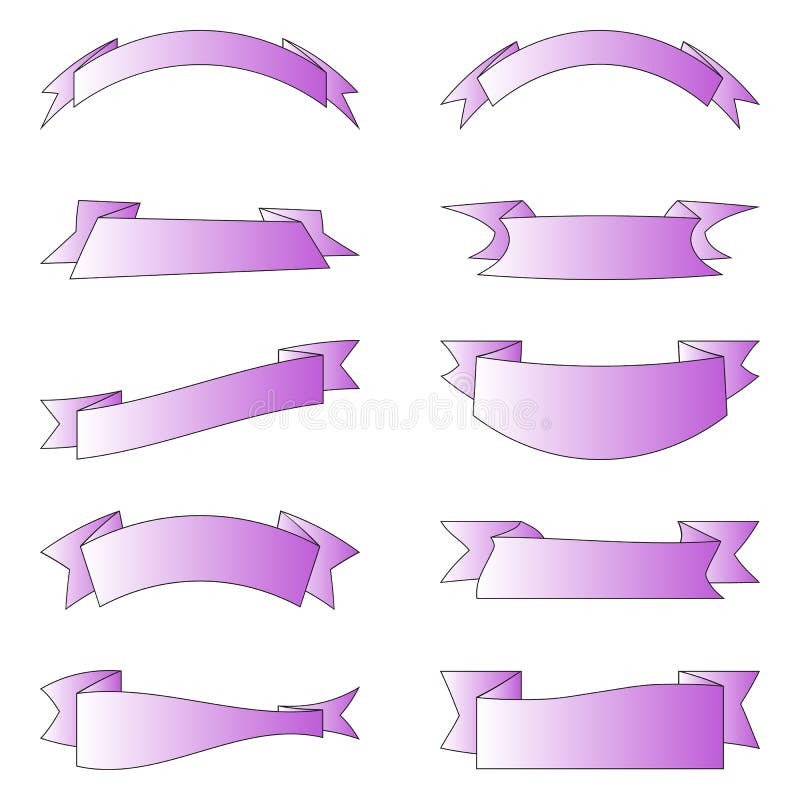 Vector Pink Gradient Ribbon Banners Set on White Stock Vector ...