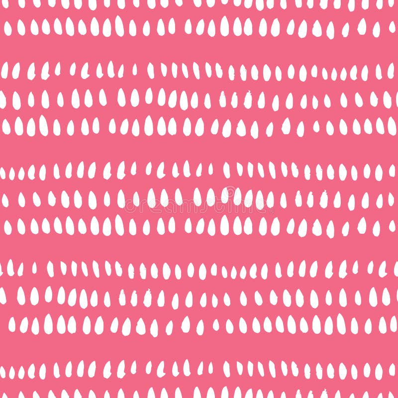 Vector Pink Hand Drawn Dotted Stripes Seamless Pattern. Monochrome ...