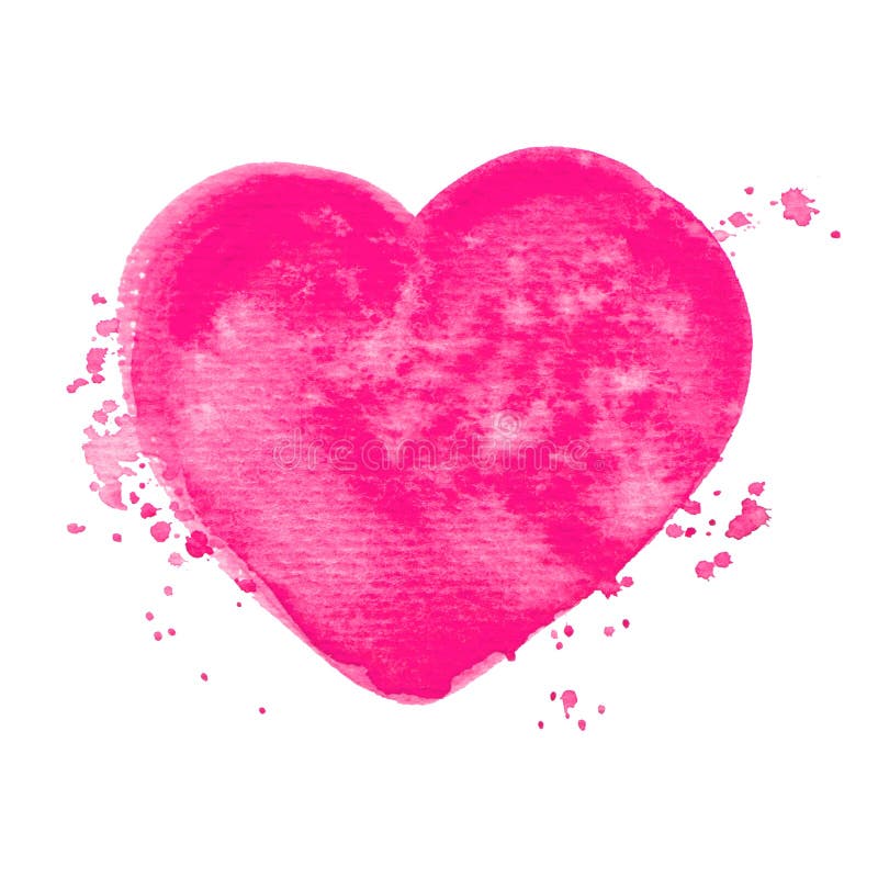 Vector Pink Heart Watercolor Paint Texture Isolated on White for Your ...