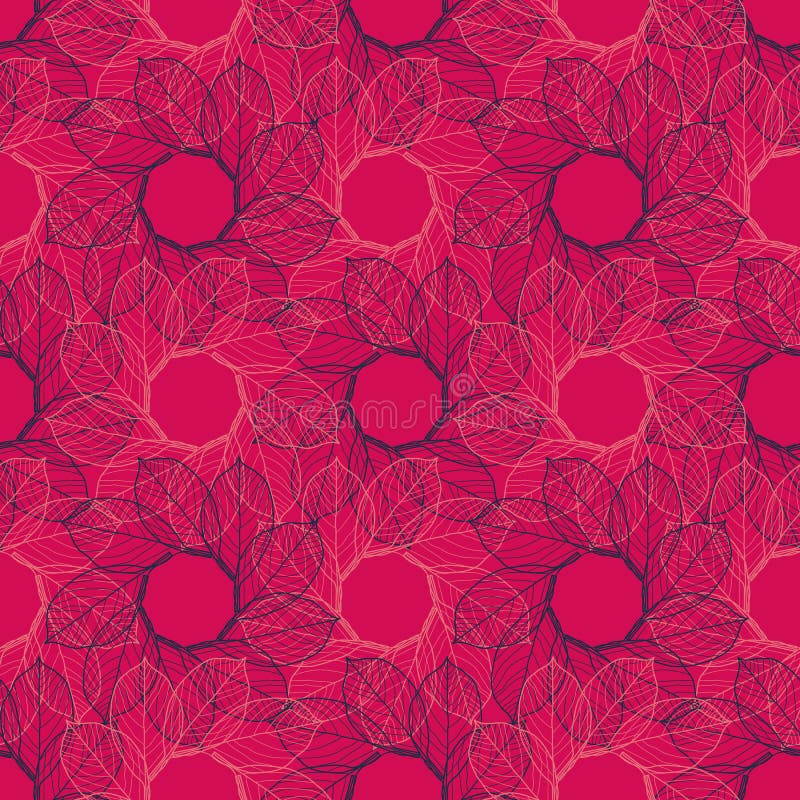 Vector Pink Linear Leaves Texture Seamless Pattern Stock Vector ...