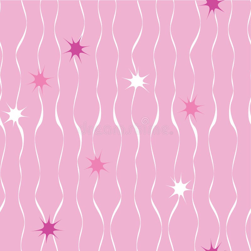 Vector Pink Repeat Pattern with White Waves and White and Pink Stars ...