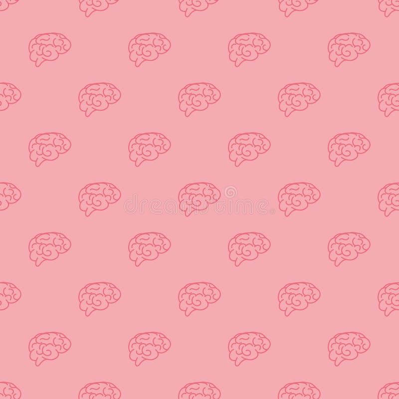 Vector Pink Seamless Pattern of Human Brain. Vector Human Brain Stock ...