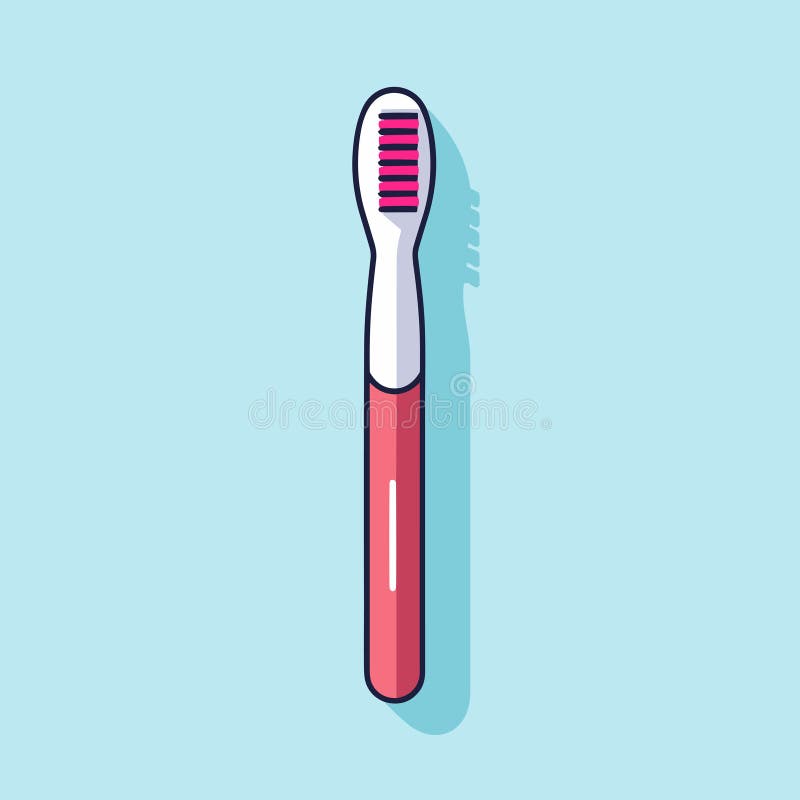 Vector of a Pink Toothbrush on a Blue Background with a Clean and ...