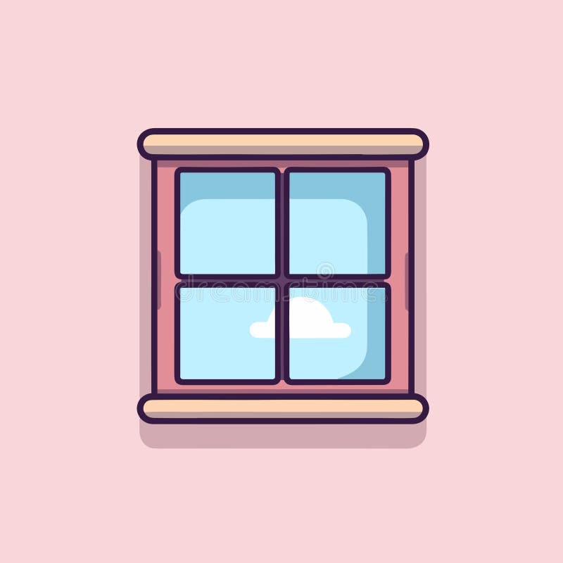 Vector of a Pink Wall with a Cloud-shaped Window and a Minimalistic ...
