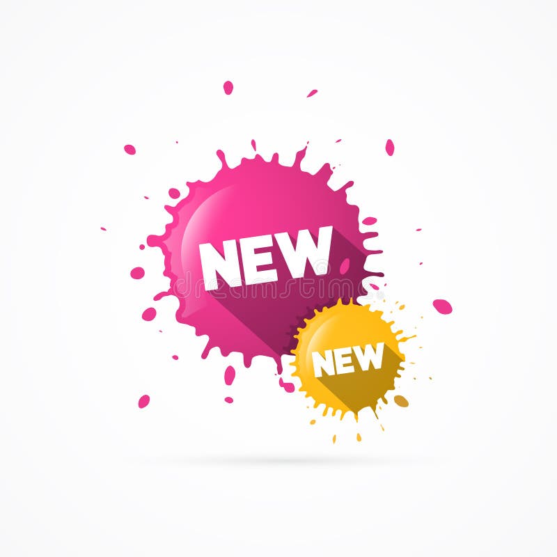 Vector Pink and Yellow Stickers - Stains with New Title Stock Vector ...