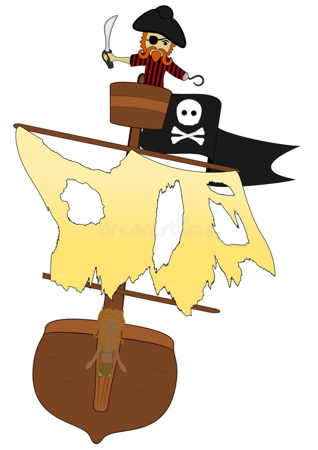 Vector Pirate in His Crows Nest Over White Stock Vector - Illustration ...