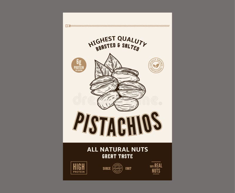 Vector Pistachio Nut Packaging Design Template Stock Vector ...