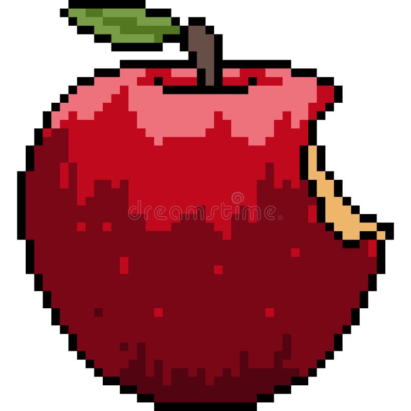 Red Apple Pixel Art on White Background Stock Illustration ...