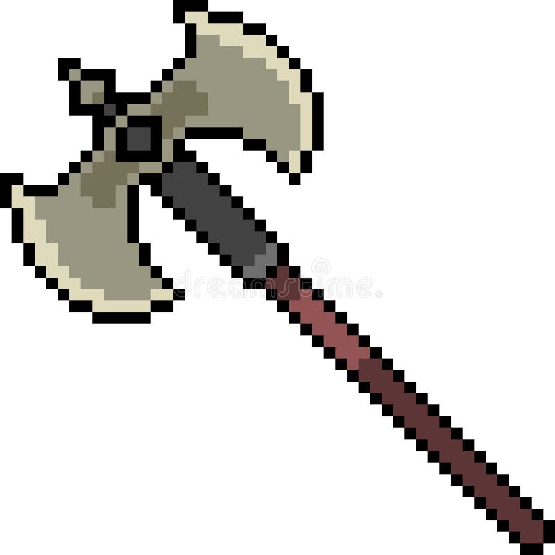Vector Pixel Art Axe Fantasy Stock Vector - Illustration of pole, pixel ...