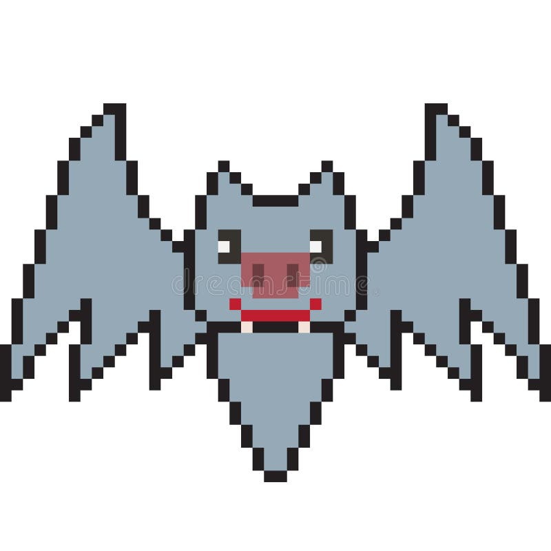 Vector pixel art bat stock vector. Illustration of icon - 102308451