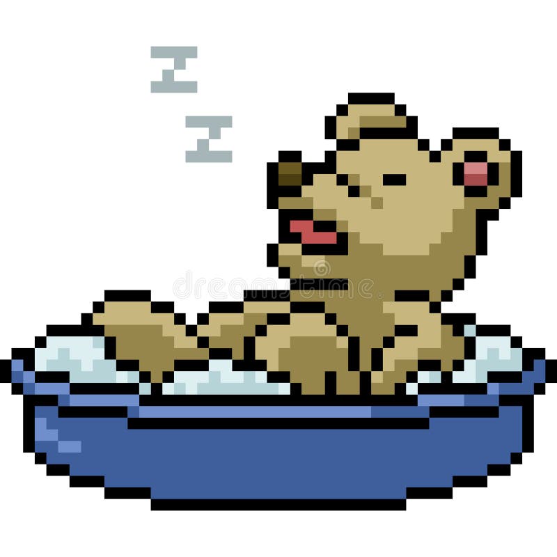 Vector pixel art bear stock vector. Illustration of relax - 166846972