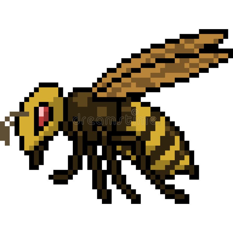 Vector pixel art bee stock vector. Illustration of icon - 117932003