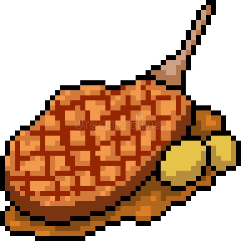 Vector Pixel Art Beef Steak Stock Vector - Illustration of icon ...