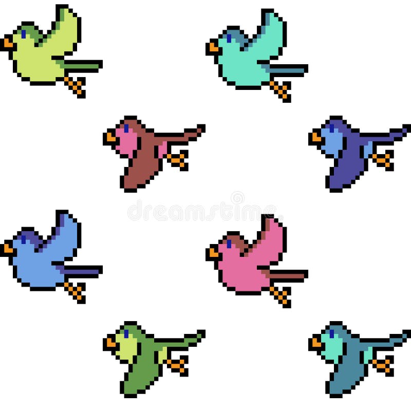 Vector pixel art bird fly stock vector. Illustration of icon - 105789527