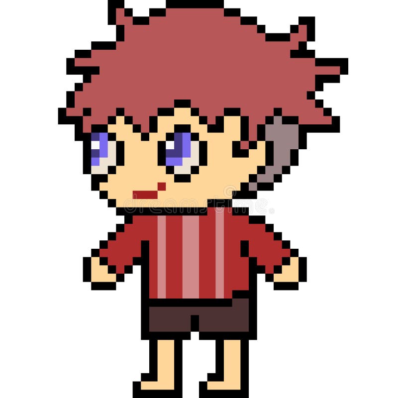 Vector pixel art boy stock vector. Illustration of smile - 105789787