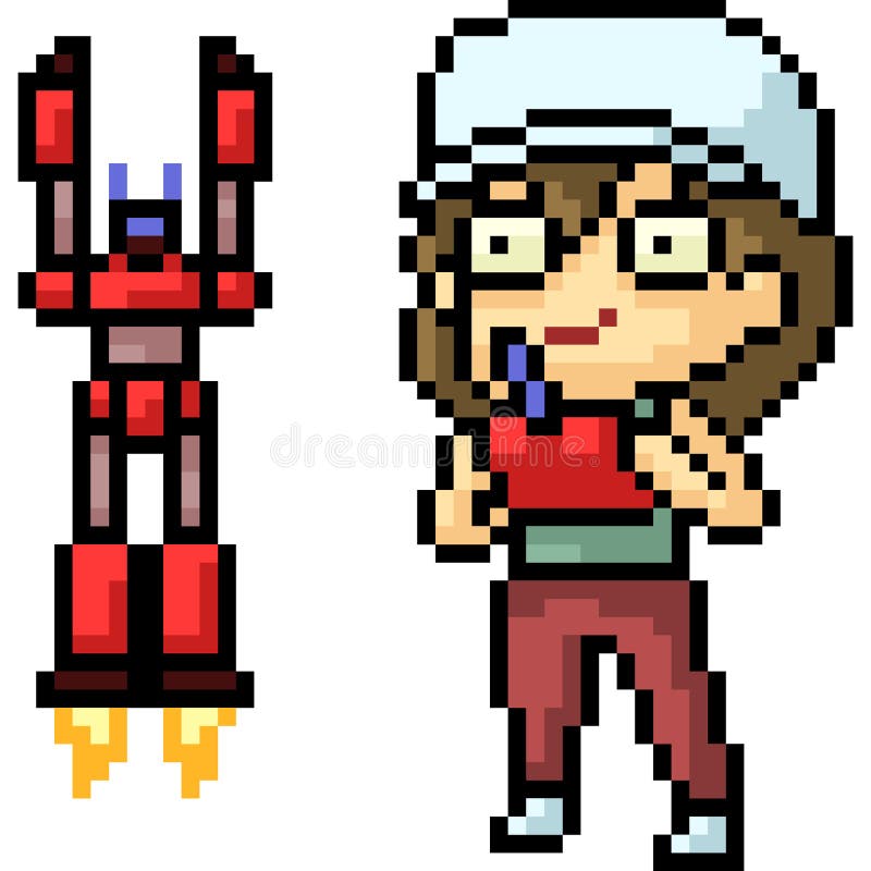 Vector Pixel Art Boy Play Toy Stock Vector - Illustration of outdated ...