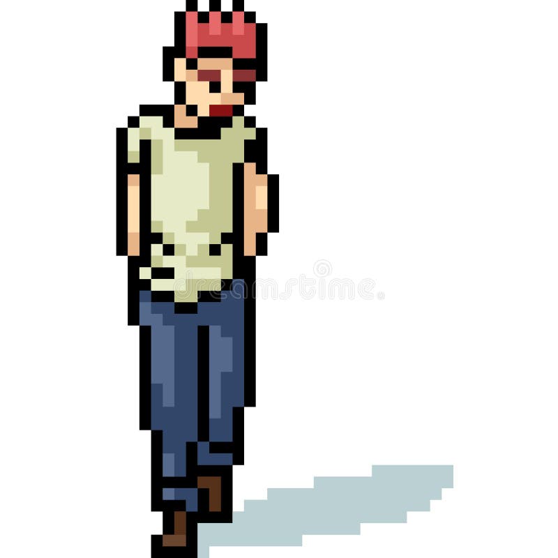 Vector pixel art boy walk stock vector. Illustration of pixel - 144903455