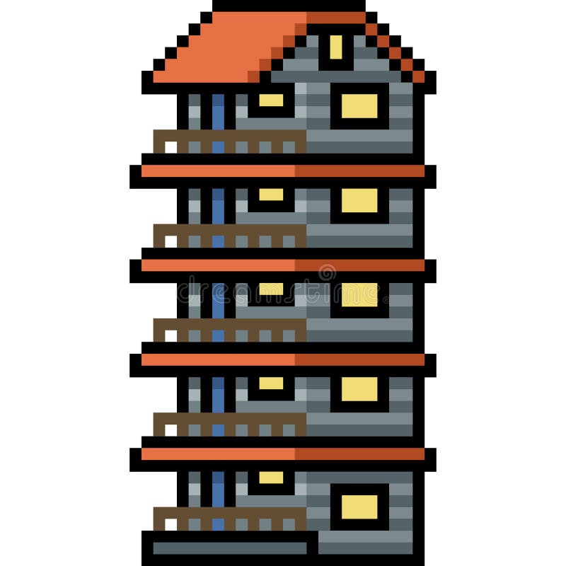 Vector Pixel Art Building Design Stock Vector - Illustration of condo ...