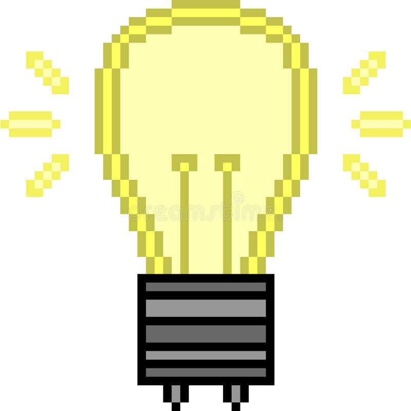 Vector pixel art bulb stock vector. Illustration of cartoon - 102309229