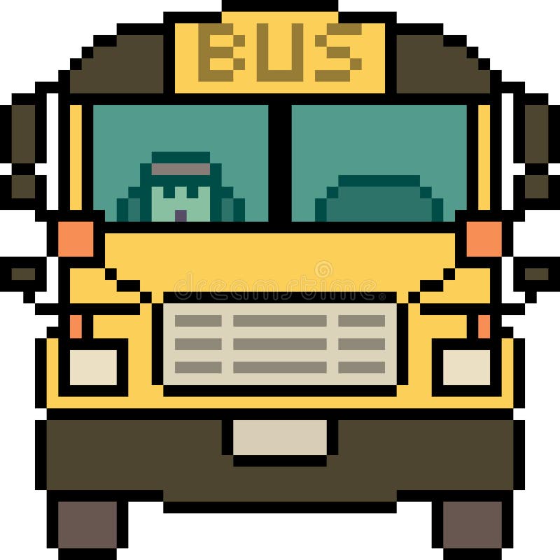 Vector pixel art bus front stock vector. Illustration of yellow - 102308982