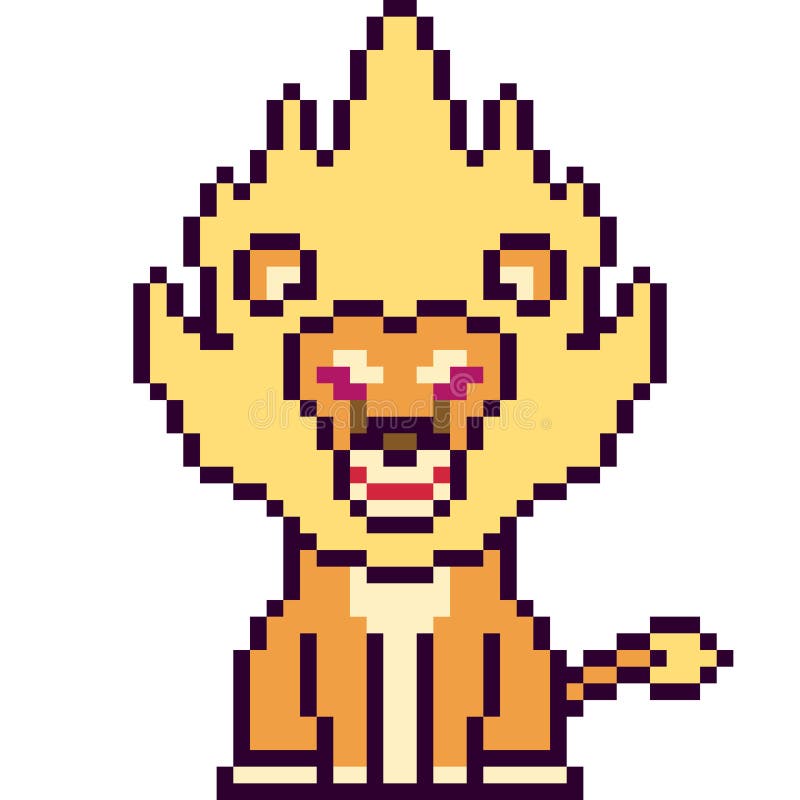 Pixel Lion Face Isolated Vector Stock Vector - Illustration of front ...