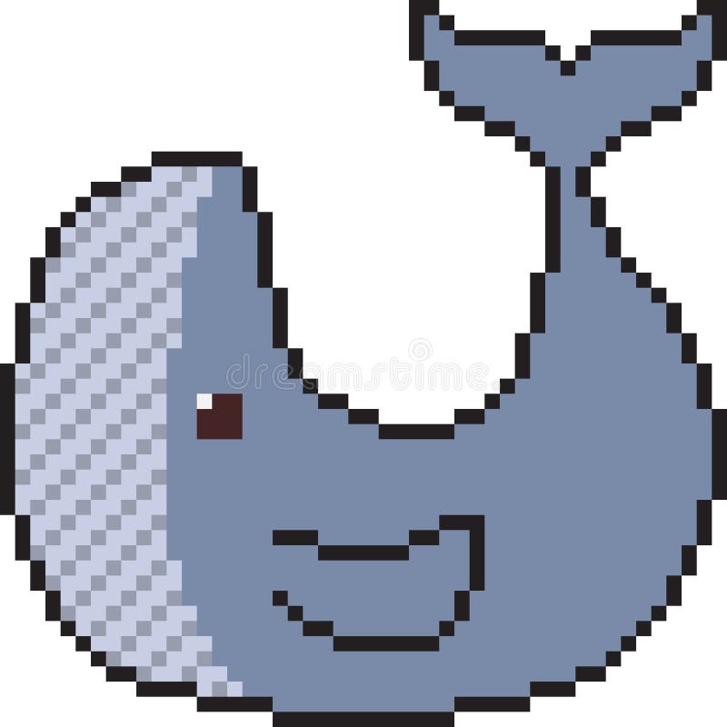 Vector pixel art whale stock vector. Illustration of gray - 102308450