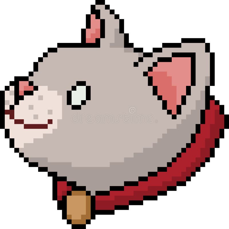 Vector pixel art cat face stock vector. Illustration of collar - 112953946