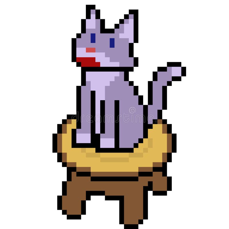 Vector pixel art cat stock vector. Illustration of animal - 105378352