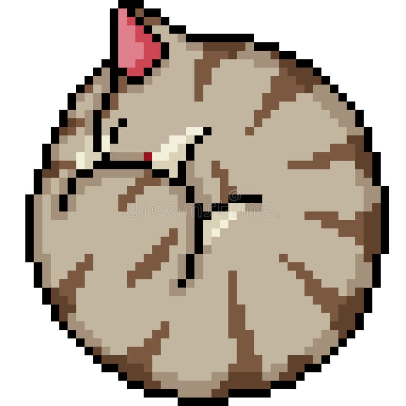 Vector Pixel Art Cat Sleep Curl Stock Vector - Illustration of animal ...