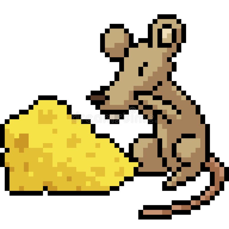 Vector Pixel Art Cheese Rat Stock Vector - Illustration of white, happy ...