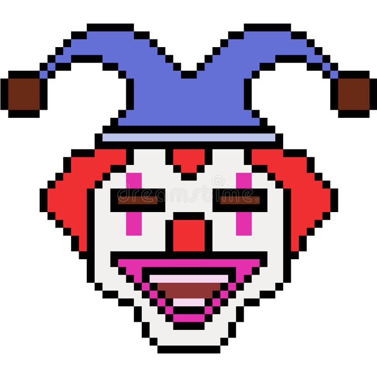 Vector pixel art clown stock vector. Illustration of funny - 102309176