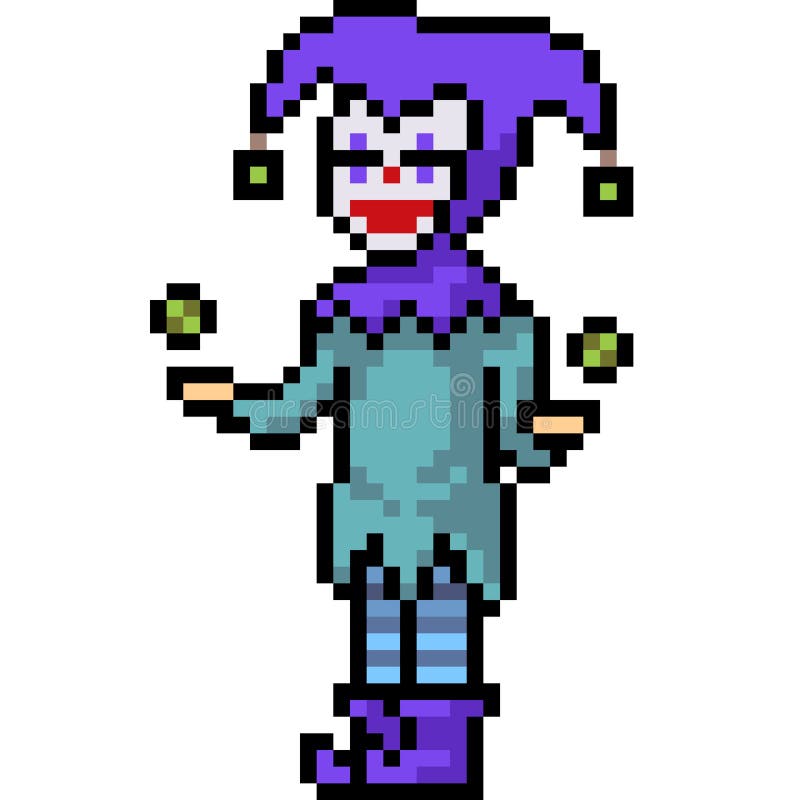 Vector pixel art clown stock vector. Illustration of scary - 114948799