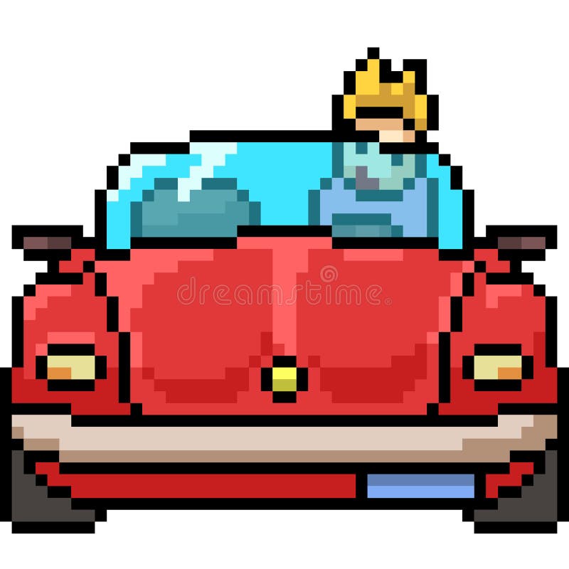 Vector Pixel Art Convertible Car Front Stock Vector - Illustration of ...