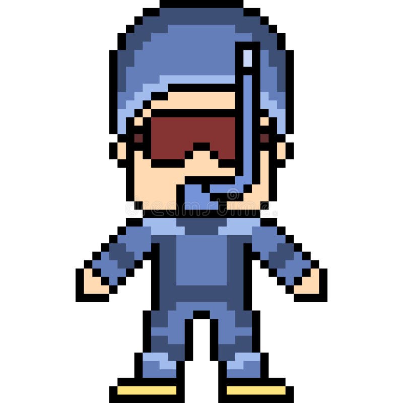 Pixel art dive underwater stock vector. Illustration of flat - 93339298