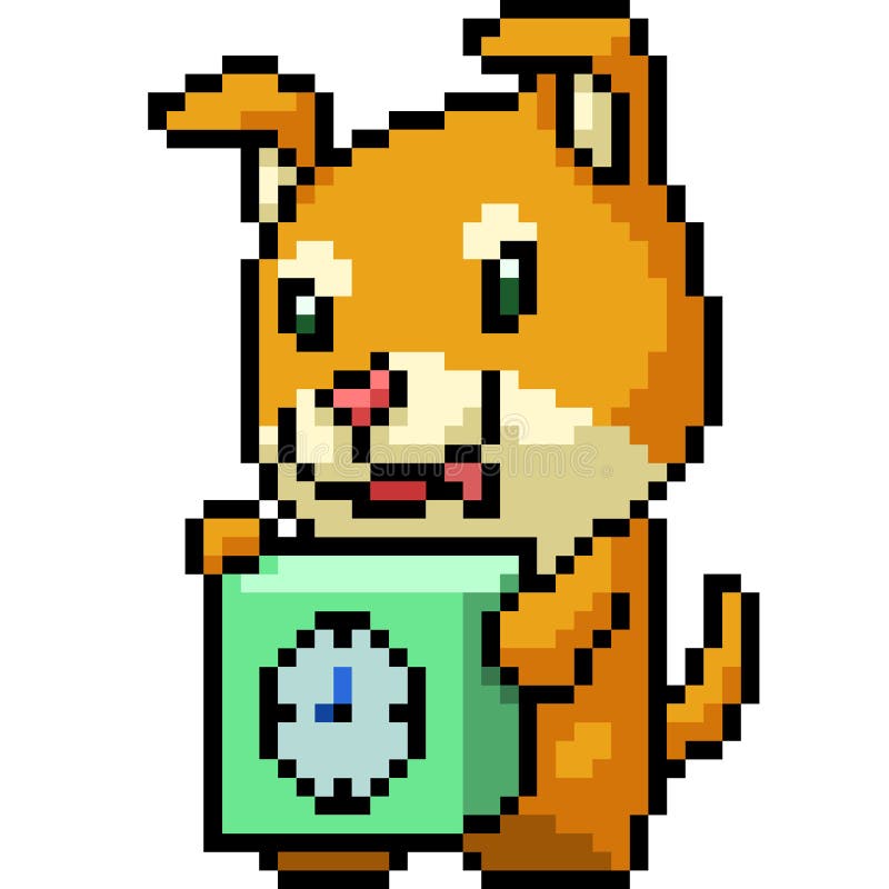Vector pixel art dog clock stock vector. Illustration of cute - 121925721