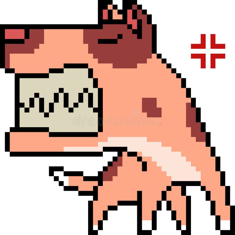 Vector pixel art dog crazy stock vector. Illustration of fang - 102309370