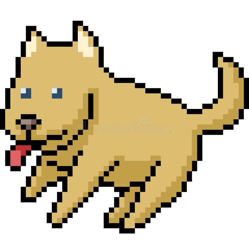 Vector pixel art dog stock vector. Illustration of happy - 132918063