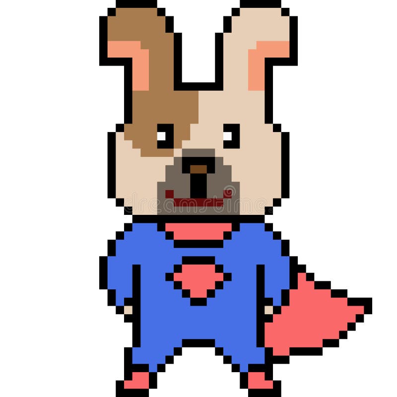 Vector Pixel Art Dog Superhero Stock Vector - Illustration of ...