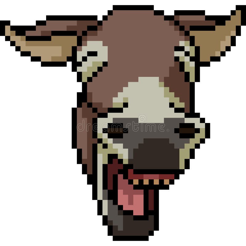 Vector Pixel Art Donkey Face Stock Vector - Illustration of tooth ...