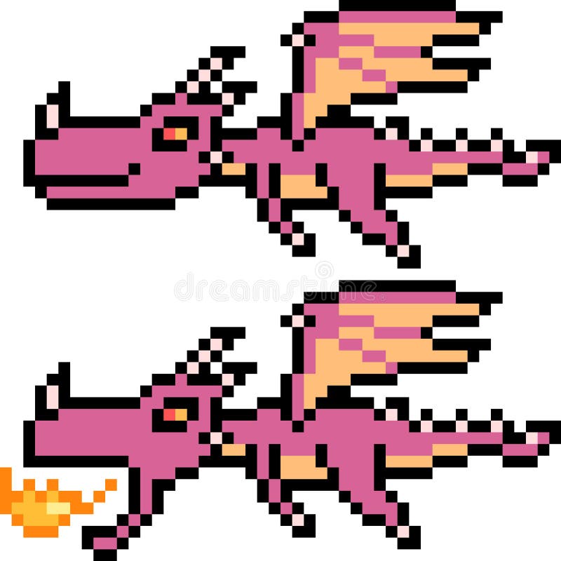 Pixel Art Dragon Flying Animation Loop Stock Vector - Illustration of ...