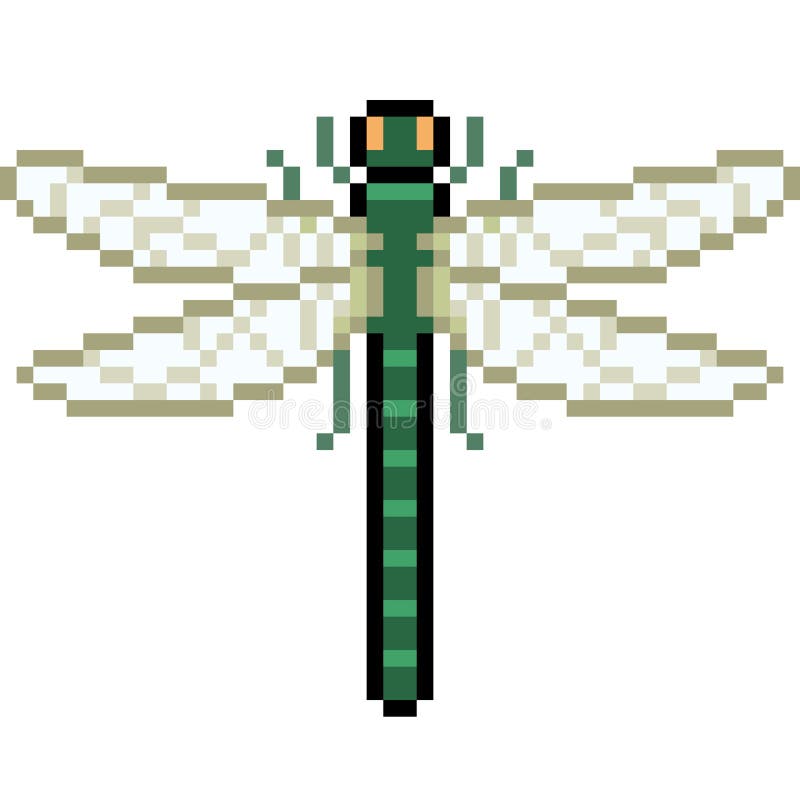 Vector pixel art dragonfly stock vector. Illustration of cartoon ...