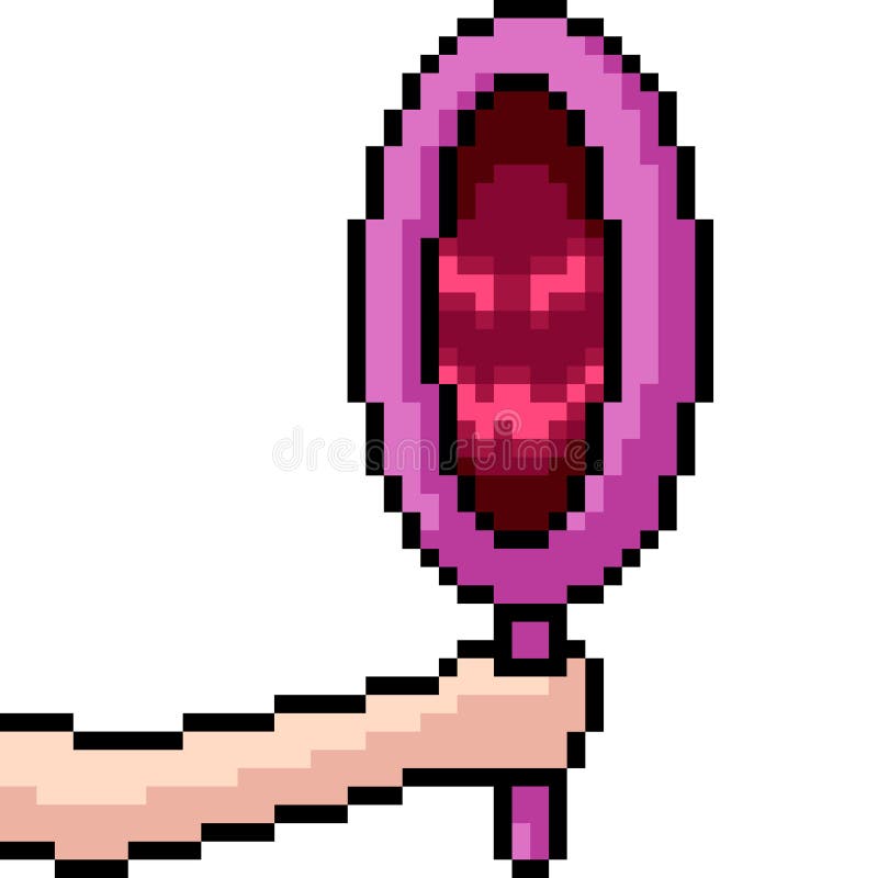 Vector Pixel Art Evil Mirror Stock Vector - Illustration of head, hold ...