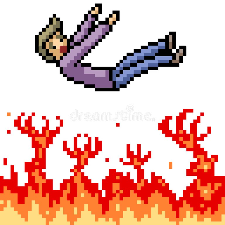 Vector Pixel Art Fall To Hell Stock Vector - Illustration of fell, fire ...