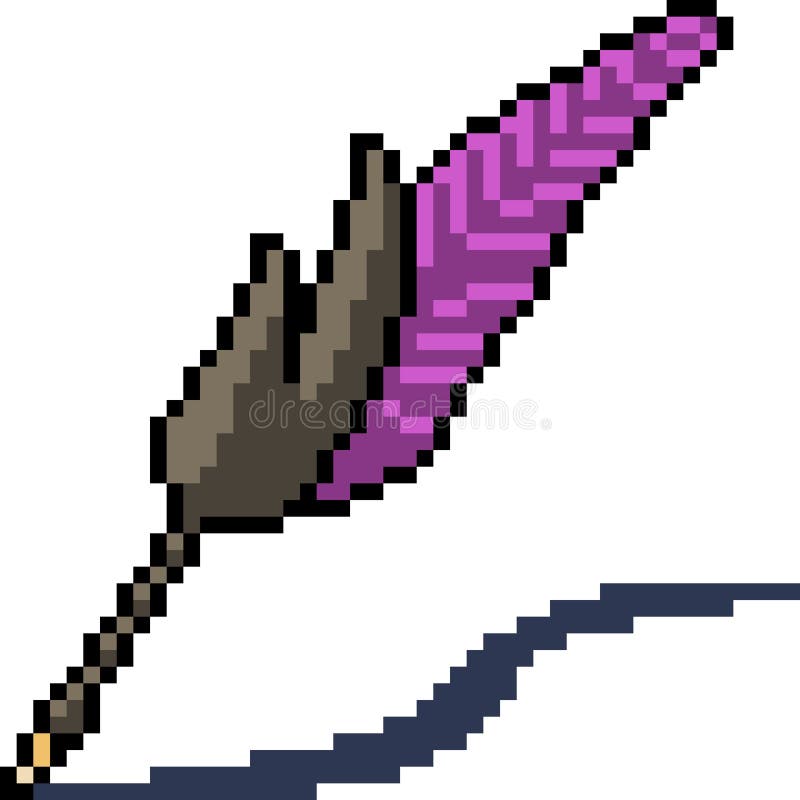 Vector Pixel Art Feather Pen Stock Vector - Illustration of pixel ...