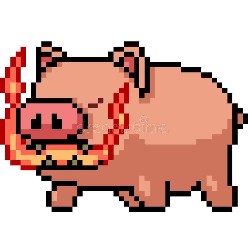 Vector pixel art fire pig stock vector. Illustration of animal - 153869371