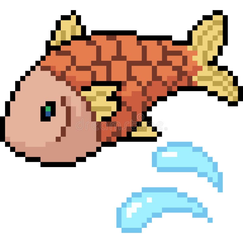 Vector pixel art fish stock vector. Illustration of fish - 120634154