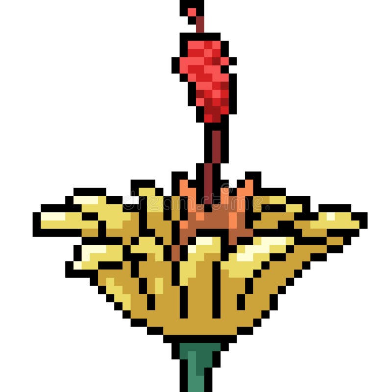 Vector Pixel Art Flower Bloom Stock Vector - Illustration of pollen ...